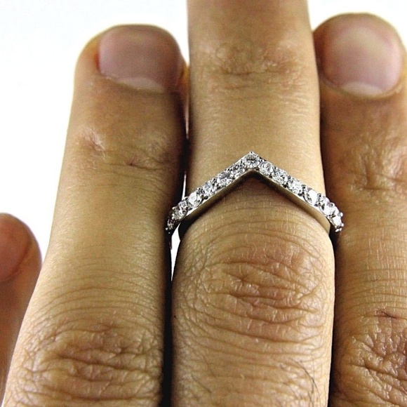 Jewelry | V Shape Curve Diamond Ring Band 14k Wg 55ct | Poshmark